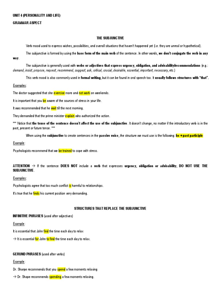 Learn Subjunctive Mood Grammar Rules | PDF