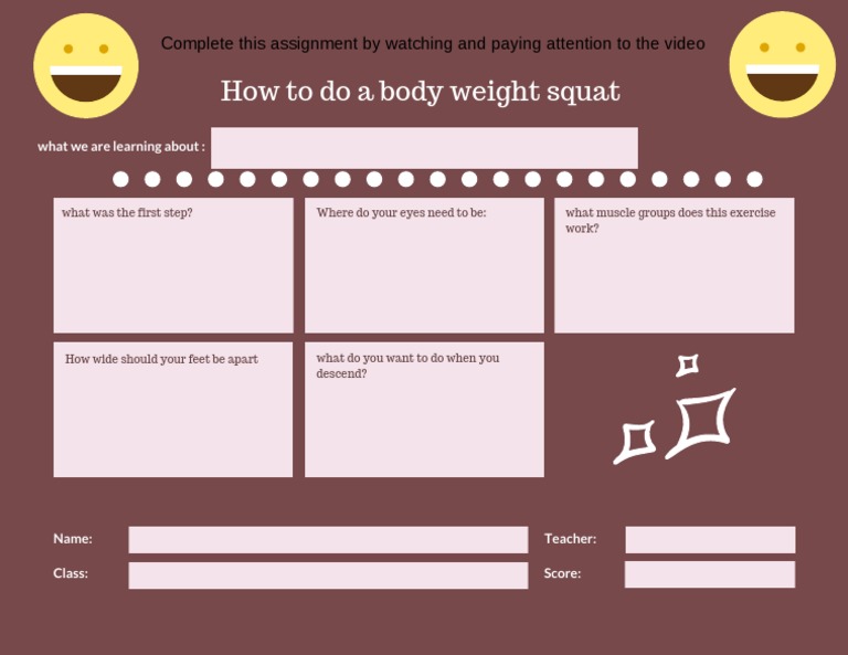 Body Weight Squat Instructions Guide | PDF