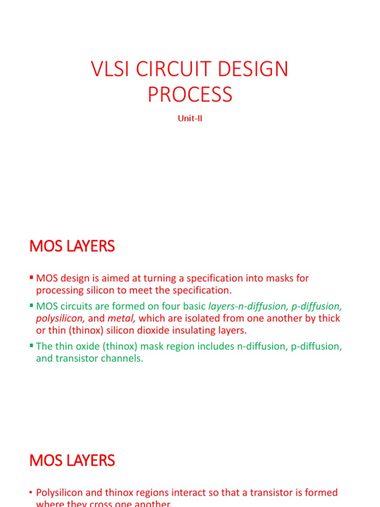 VLSI Circuit Design Process-Unit-II | PDF | Cmos | Mosfet