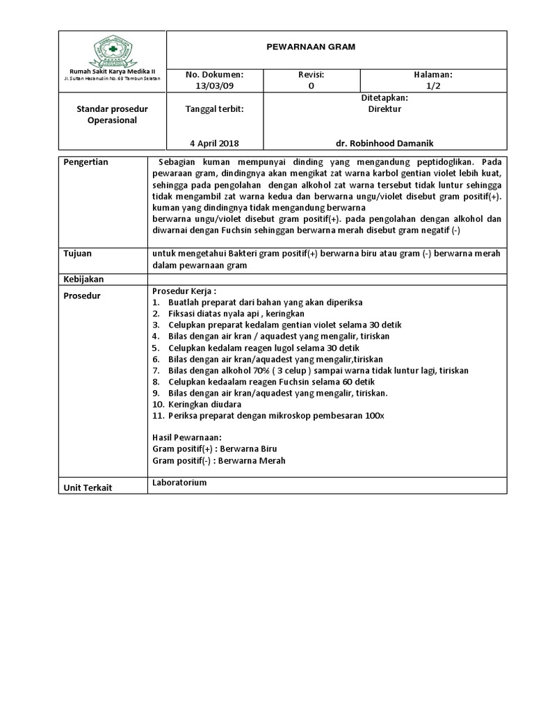 SPO Pewarnaan Gram | PDF
