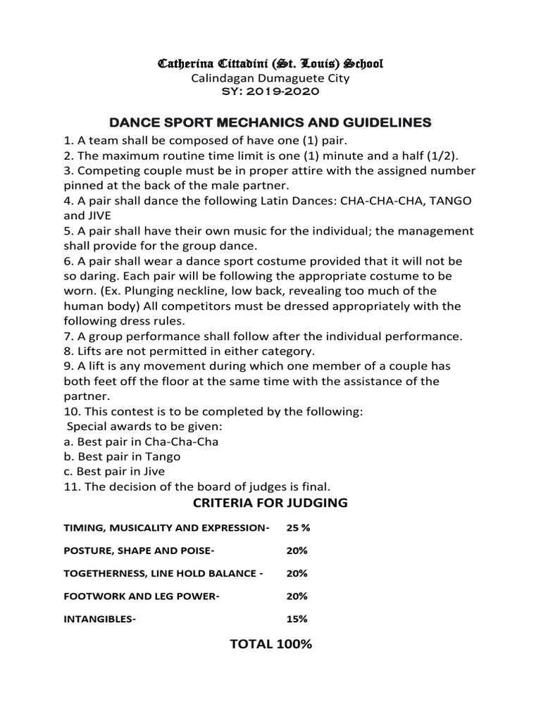 Dance Sport Competition Guidelines | PDF