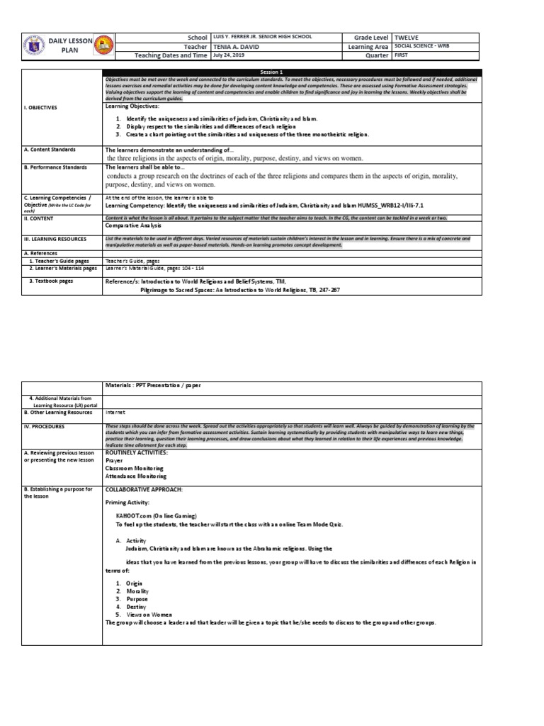 Abrahamic Religions Comparison Chart | PDF | Learning | Abrahamic Religions