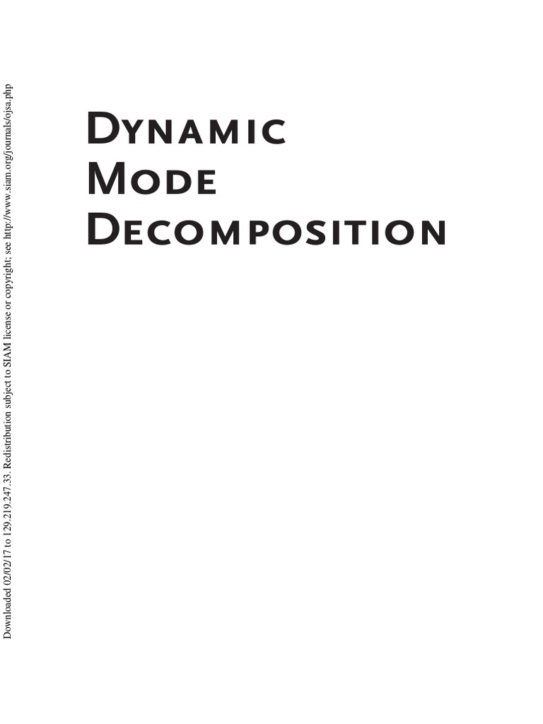 Nathan Kutz Dynamic Mode Decomposition Data Driven Modeling Of Complex Systems Pdf 