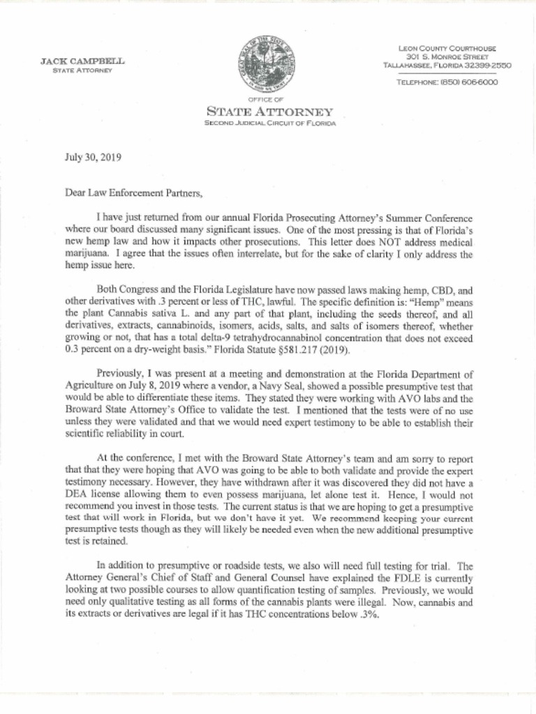 Jack Campbell Letter To Law Enforcement Agencies | PDF