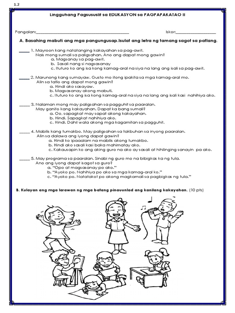 Long Test 1.2 | PDF