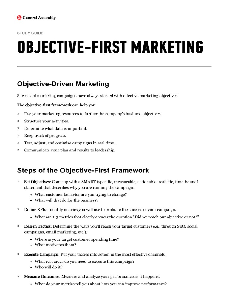 Objective First Marketing | PDF | Performance Indicator | Goal