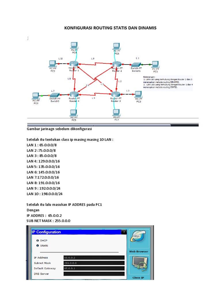 Konfigurasi Routing Statis Dan Dinamis | PDF | Router (Computing) | Ip ...