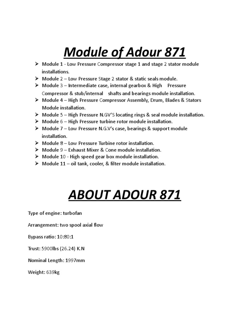 Module of Adour 871 | PDF | Grinding (Abrasive Cutting) | Turbine