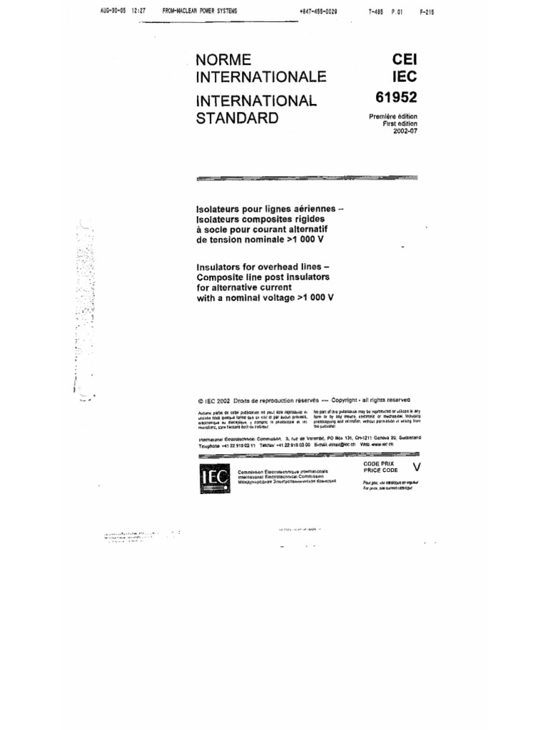 Iec 61952-Aisladores Line Post PDF | PDF