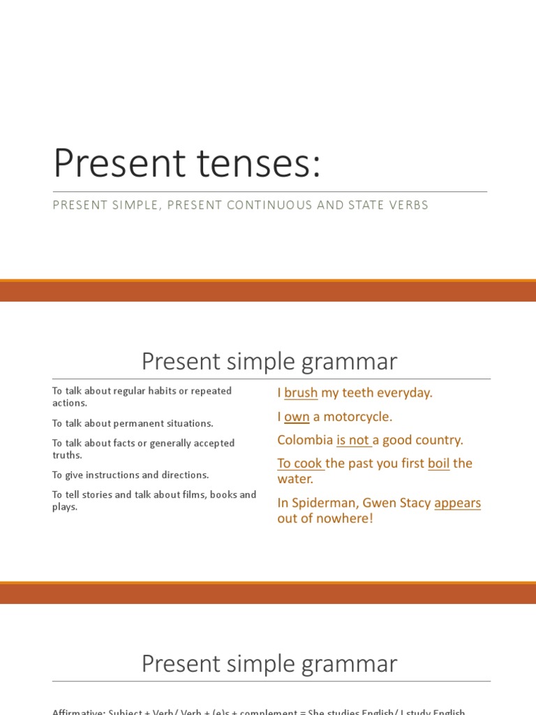 Present Tenses | PDF | Verb | Grammatical Tense
