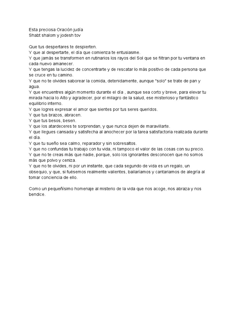 Oración Judía de Luz | PDF | Cocina, comidas y vino