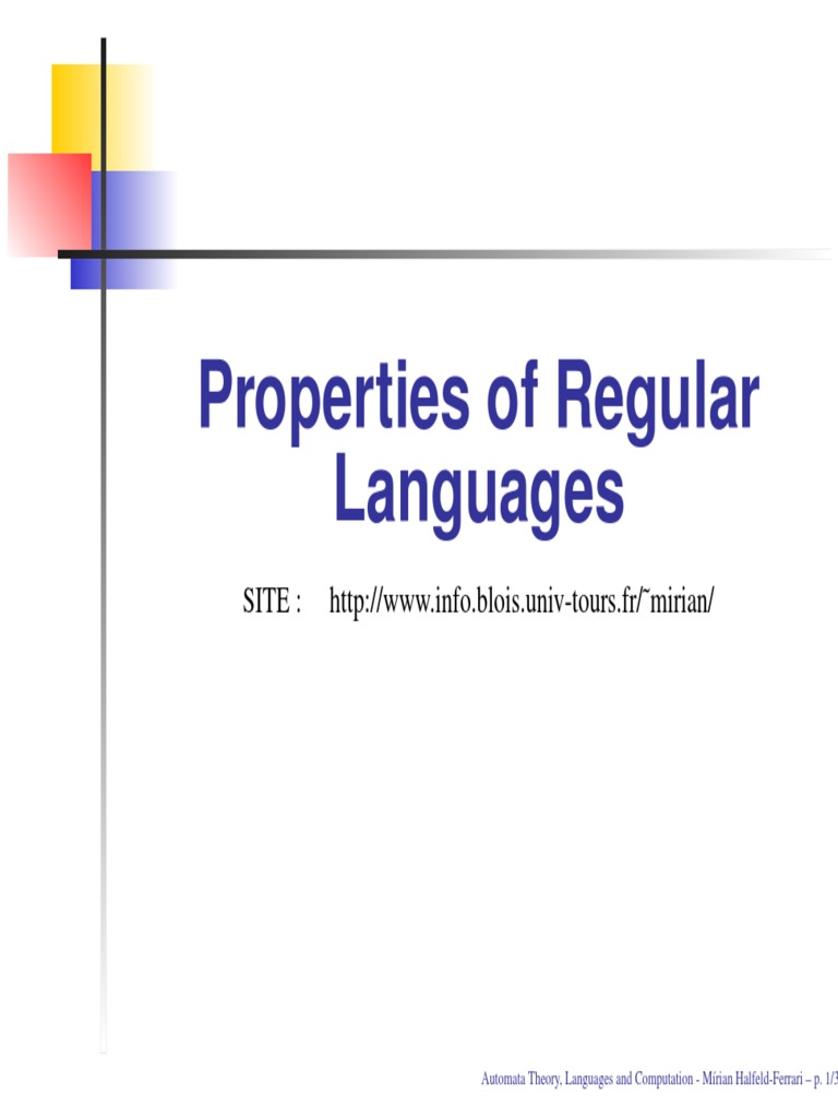 Closure Properties of Regular Languages | PDF | Mathematical Logic | Theoretical Computer Science