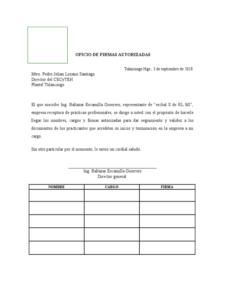 Oficio de Firmas Autorizadas | PDF