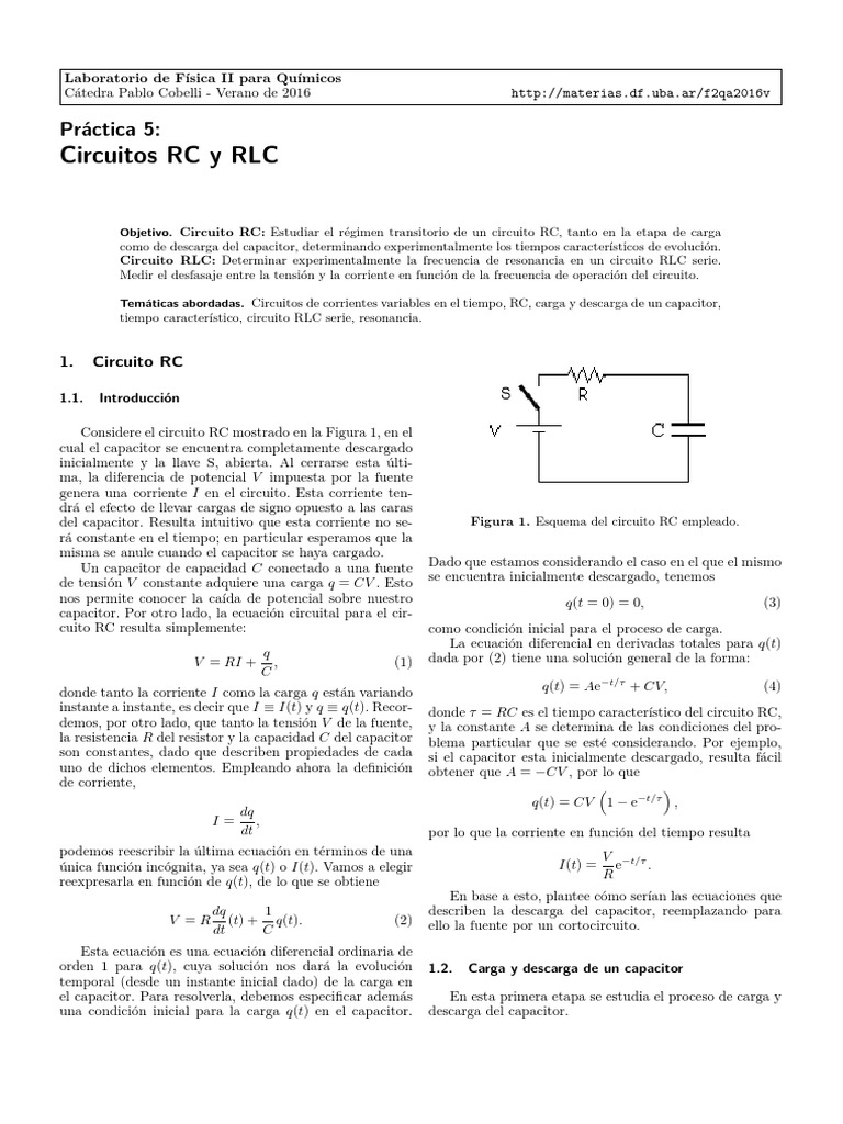Guia 05 RC y RLC | PDF | Condensador | Energia electrica