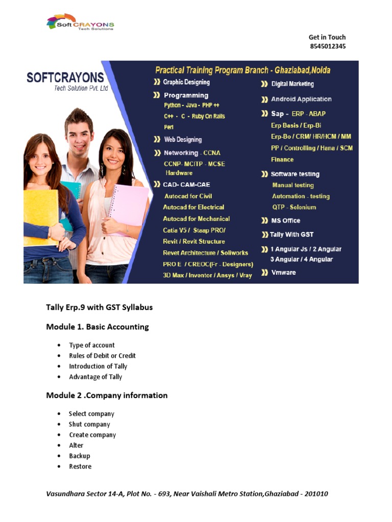 Tally ERP.9 GST Syllabus Modules Accounting Vouchers Inventory | PDF ...