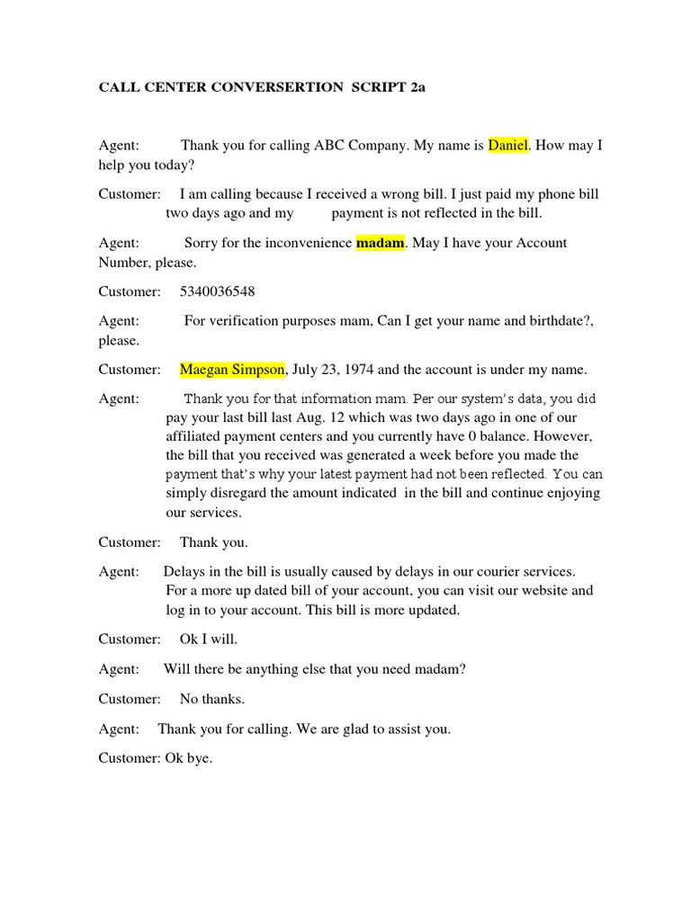 Call Center Script 3 | PDF