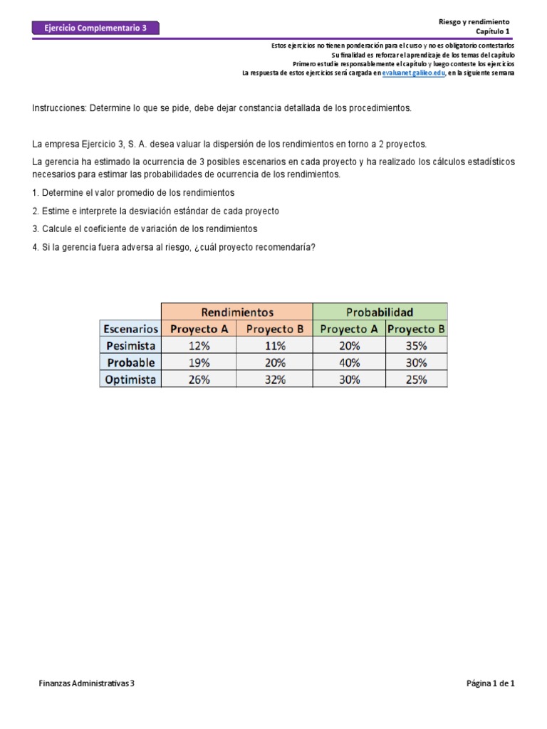 Ejercicio Complementario 3 Finanzas 3 | PDF