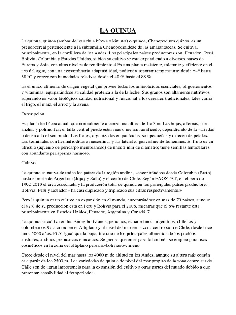 La Quinua | PDF | Quinua | Comida y bebida