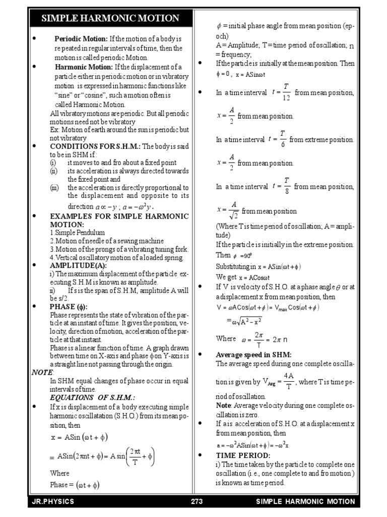 simple harmonic motion.pdf | Pendulum | Motion (Physics)