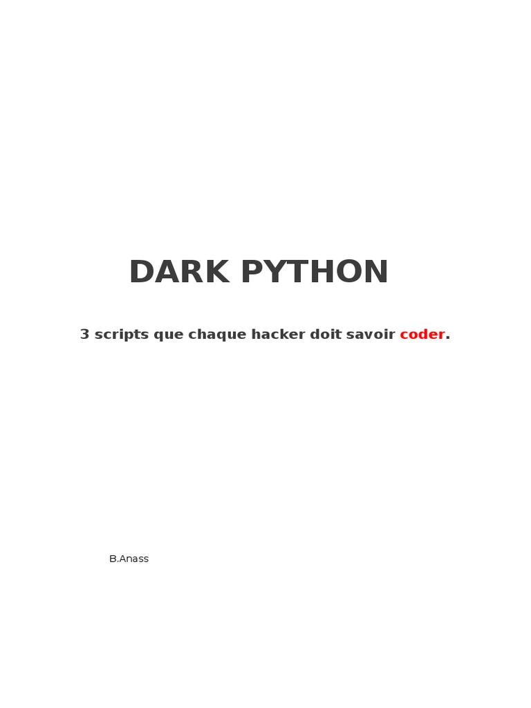 Dark Python Book PDF | PDF | Python (Langage de programmation ...