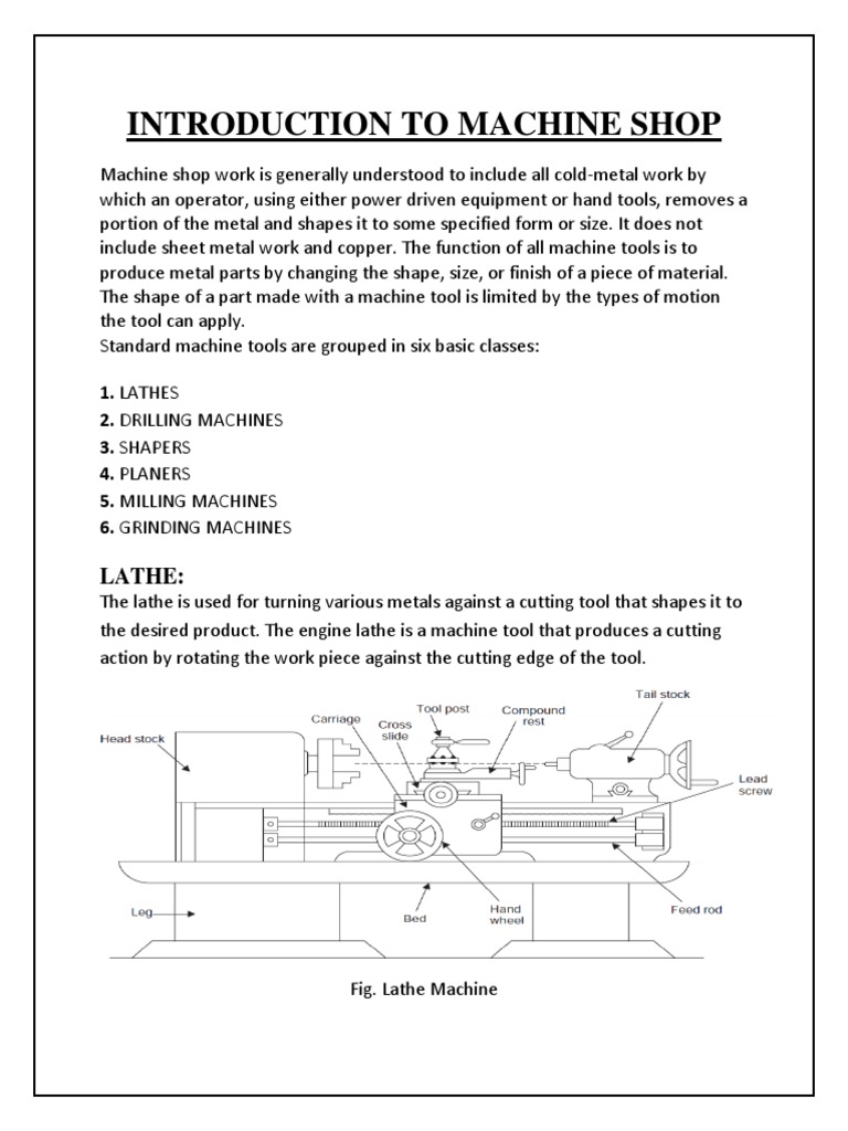 Introduction To Machine Shop | PDF | Machining | Metalworking