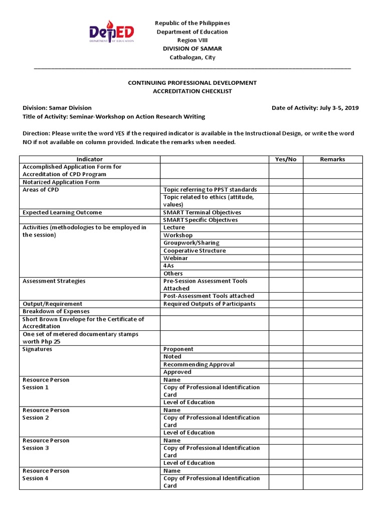 CPD Checklist | PDF | Learning | Behavior Modification