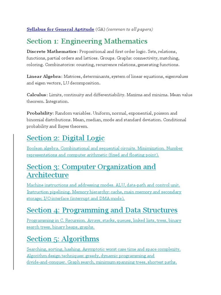 Section 1: Engineering Mathematics | PDF | Computer Network | Matrix ...