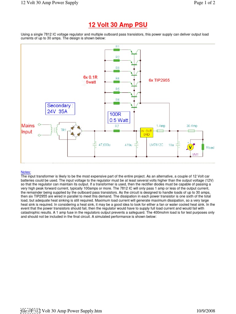 12 Volt 30 Amp Power Supply | PDF | Amplifier | Power Supply