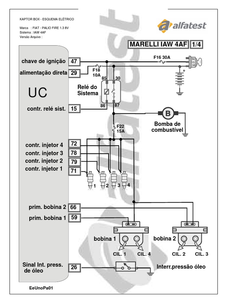 Esquema elétrico do sistema de injeção eletrônica Marelli IAW 4AF ...