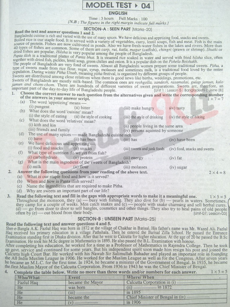 JSC English Question 4 | PDF