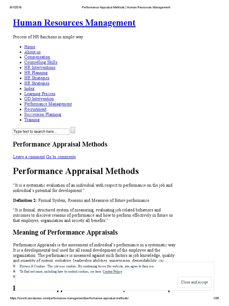 Performance Appraisal Methods - Human Resources Management | PDF ...