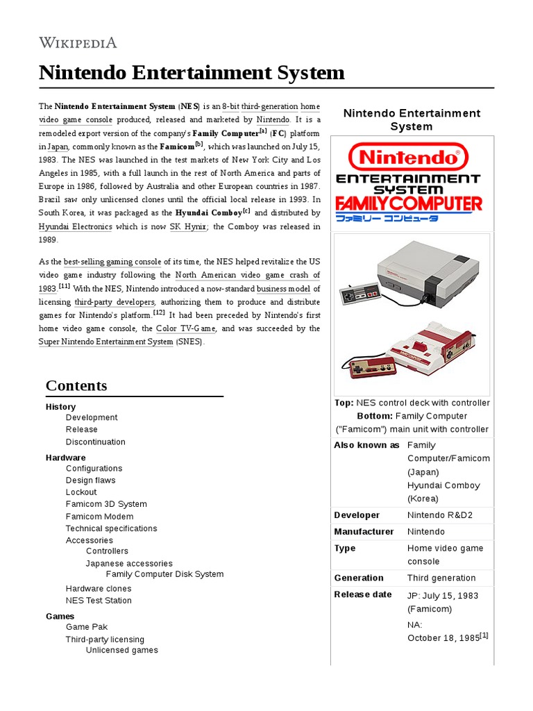 Nintendo Entertainment System | PDF | Video Game Consoles | Nintendo