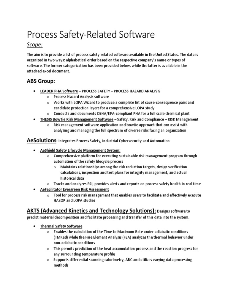 Process Safety Related Software | PDF | Simulation | Differential ...