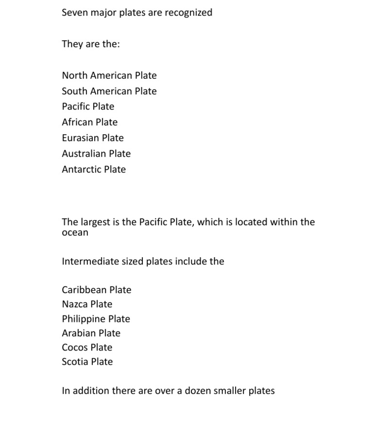 Seven Major Tectonic Plates Explained Pdf