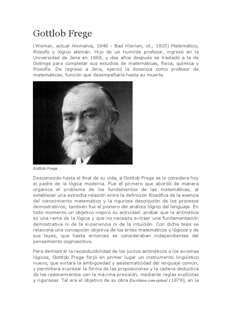 BIOGRAFÍA Gotlob Frege | PDF | Gottlob Frege | Razonamiento