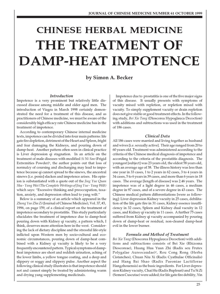 The Treatment of Damp-Heat Impotence: Chinese Herbal Medicine | PDF ...
