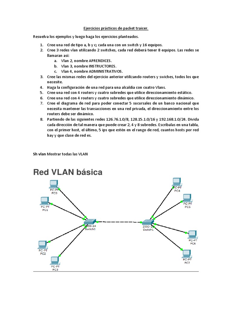 Ejercicios Packet Tracer | PDF | Enrutador (Computación) | Dirección IP