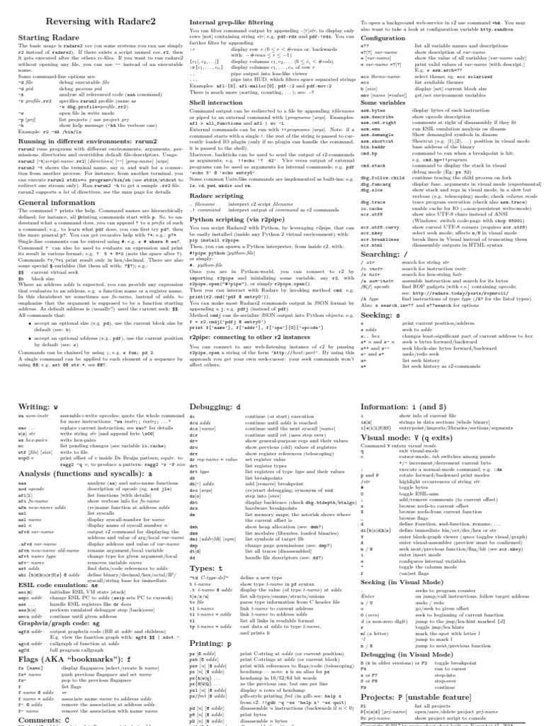 r2 Cheatsheet PDF | PDF | Command Line Interface | Software Development