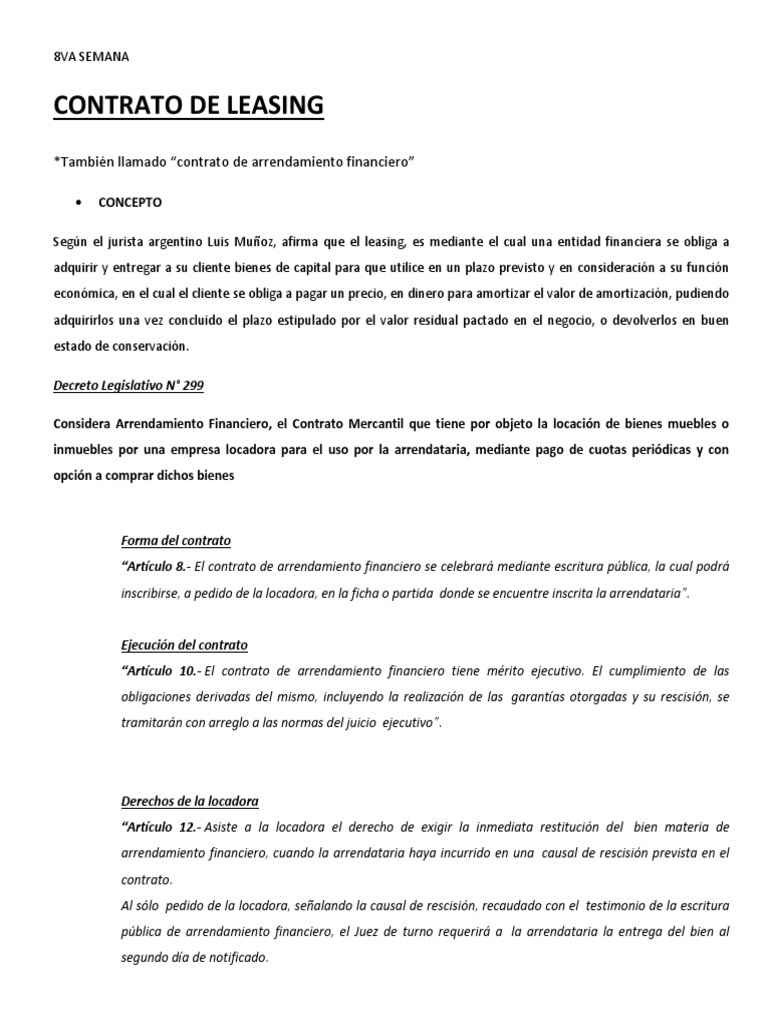Contrato de Leasing | PDF | Arrendamiento | Economias