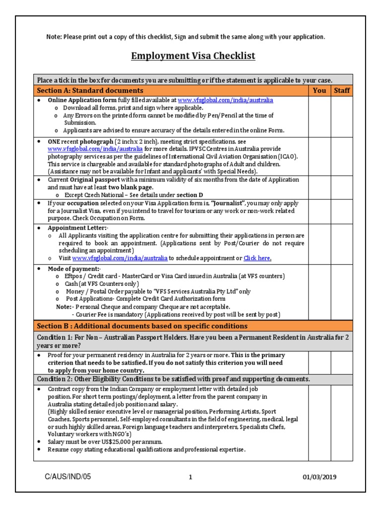 Employment Visa Checklist | PDF | Passport | Travel Visa