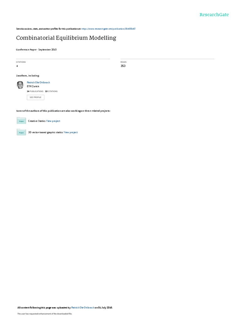 Combinatorial Equilibrium Modelling: September 2015 | PDF | Force | Theory