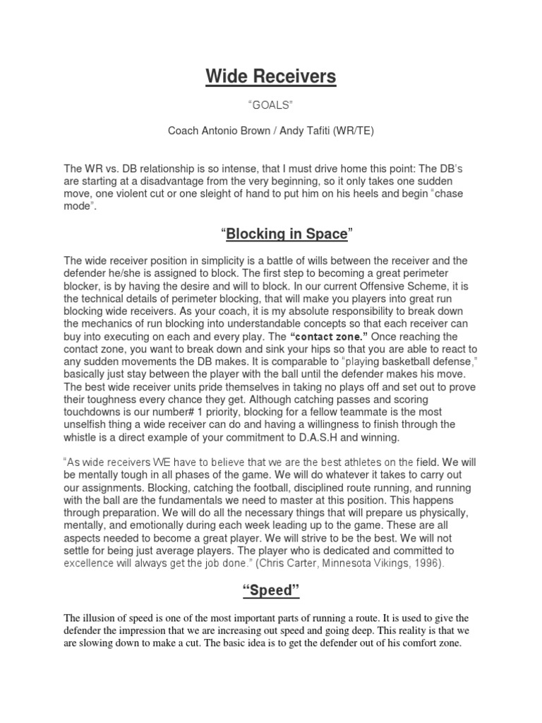 Wide Receivers: "Blocking in Space" | PDF | Sports Rules And ...