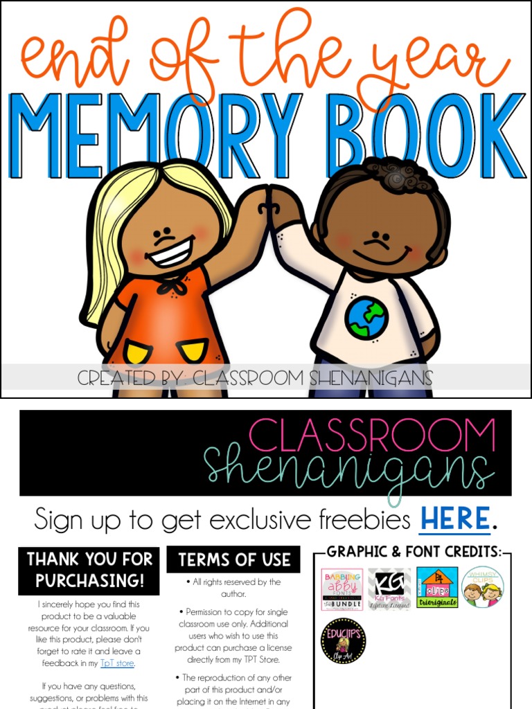 Elementary Memory Book Endoftheyear Freebie | PDF | Communication