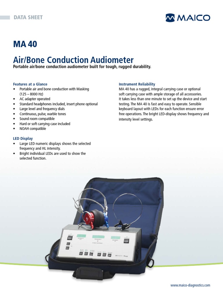 Maico Data Sheet Ma 40 | PDF | Headphones | Frequency