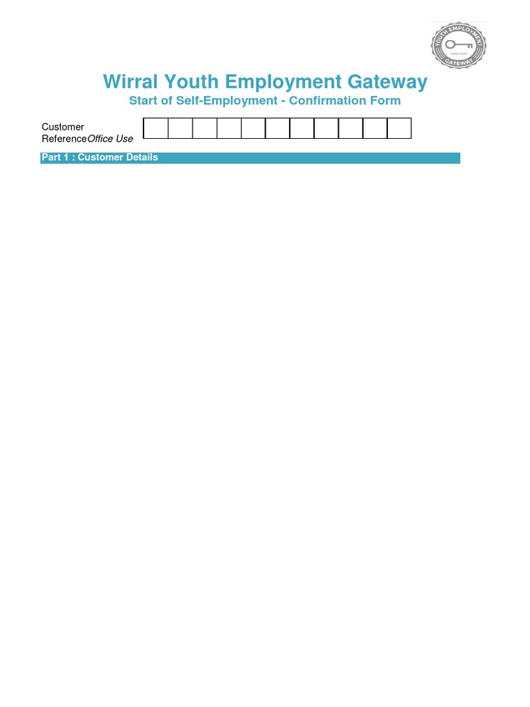 YEG Self-Employment Confirmation Form Job Start (Draft) | PDF