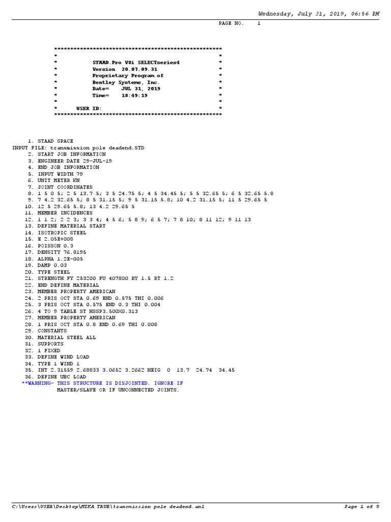 Staad Output | Download Free PDF | Mechanical Engineering