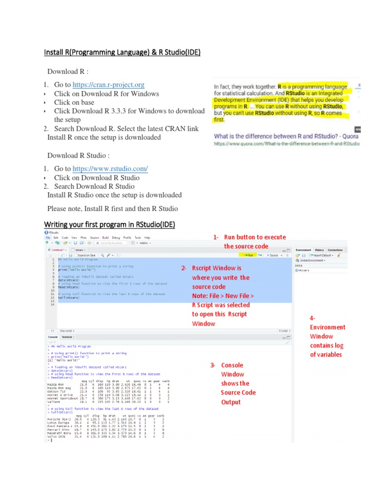 Install R (Programming Language) & R Studio (IDE) : 1-Run Button To ...