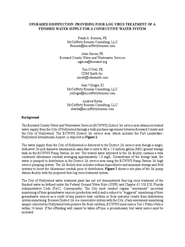 Upgraded Disinfection: Providing Four-Log Virus Treatment of A Finished ...