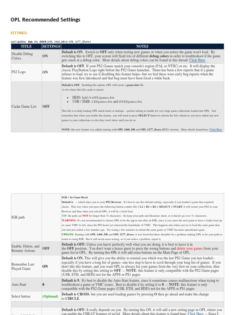 OPL Recommended Settings | PDF | Ip Address | Hard Disk Drive
