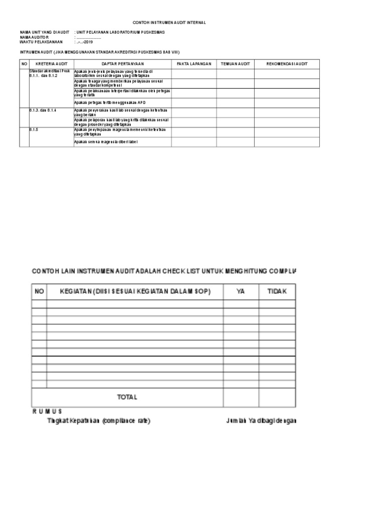 Instrumen Audit Laboratorium Puskesmas | PDF